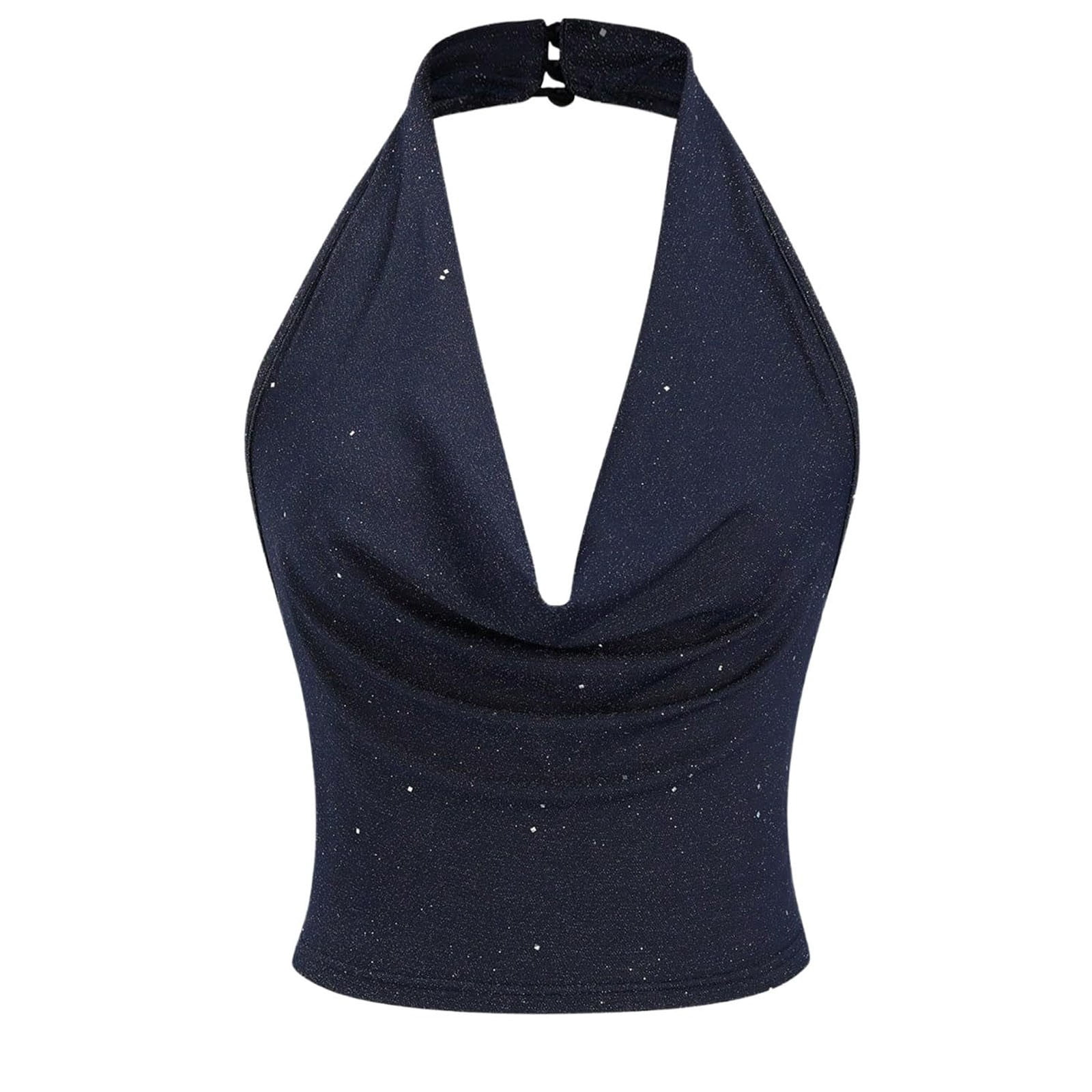 Adeawade Women Tank Tops Sleeveless Solid Color Sparkling Neck Camisole ...
