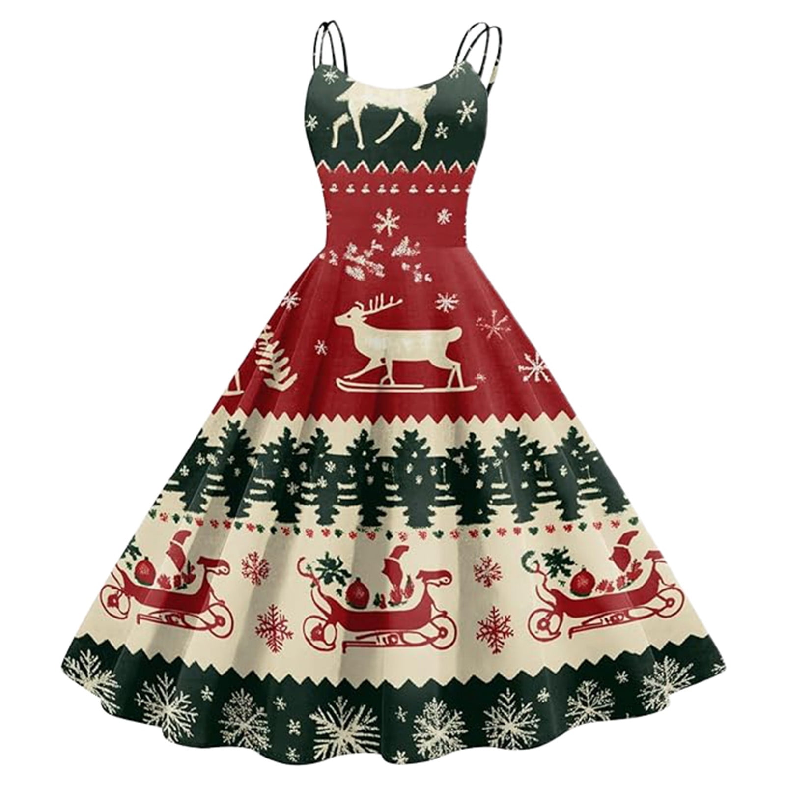 Adeawade Womens Christmas Party Dress Ladies' Xmas Snowman Xmas Tree ...
