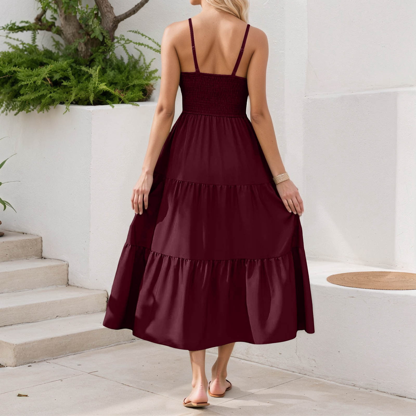 Adeawade Womens Dress Summer Sleeveless Tiered Midi Dress With Bodycon ...