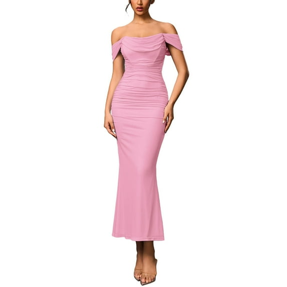 Adeawade Womens Dresses Round Neck Sleevelesswrap Dress Mesh Ruffle ...