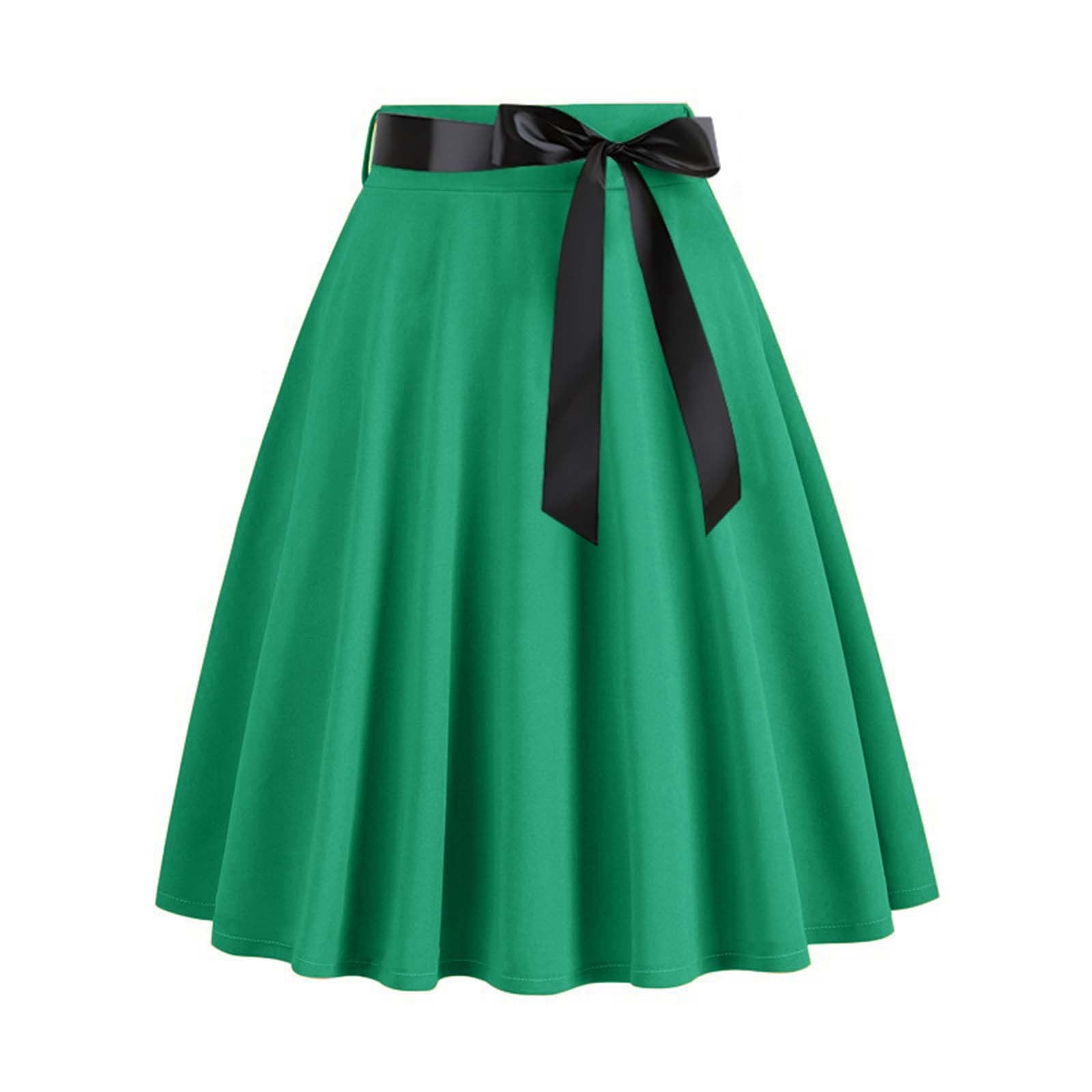 Adeawade Womens Spring Skirts Solid Color High Elastic Waistband Large ...