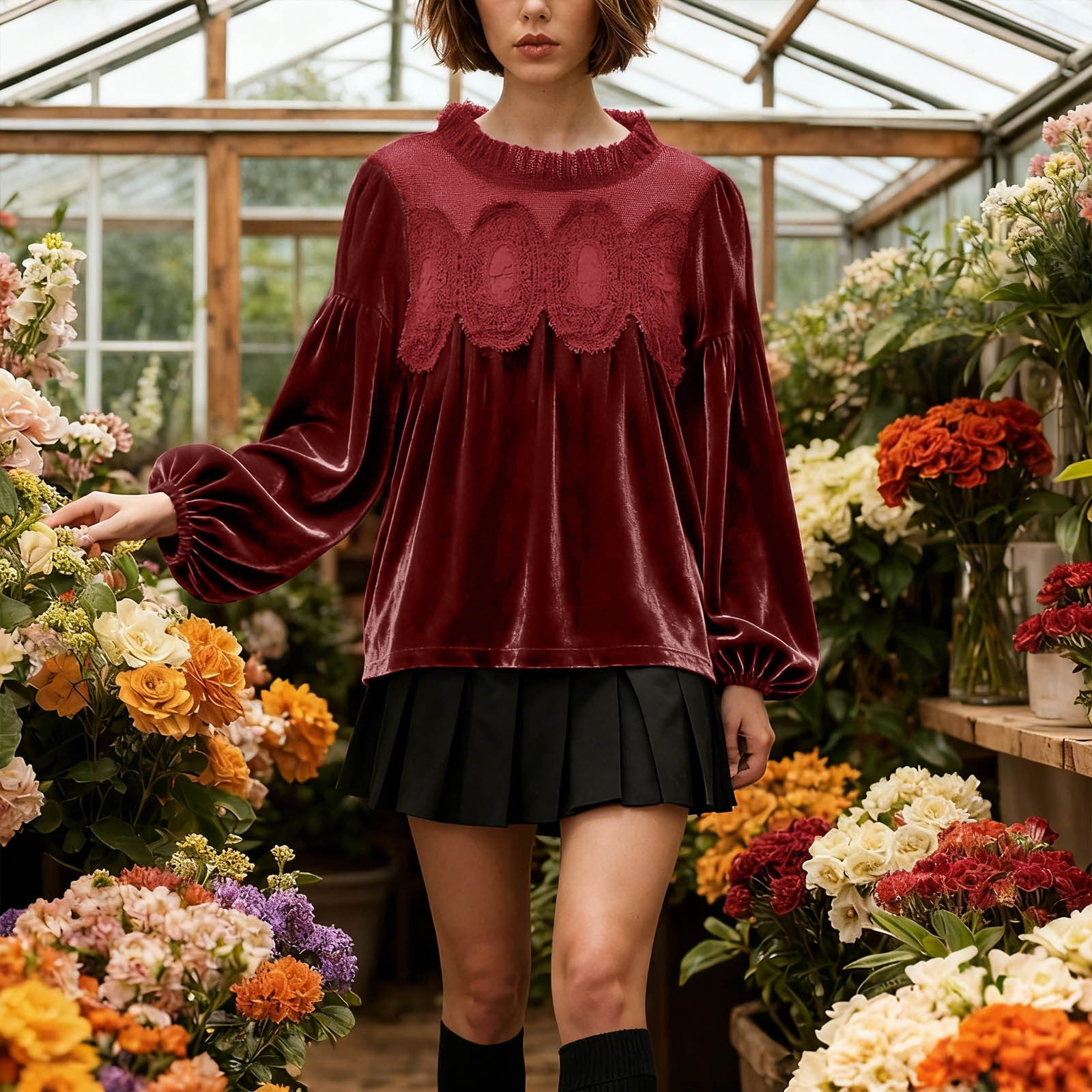 Adeawade Womens T Shirts Crewneck Long Sleeve Blouse Solid Color ...