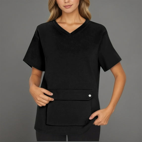 Adeawade Womens T Shirts Crewneck Short Sleeve Tops Solid Color Fashion ...