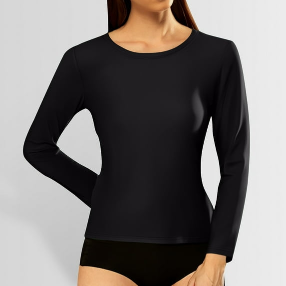 Adeawade Womens T Shirts Crewneck Tops Long Sleeve Solid Color Elegants ...