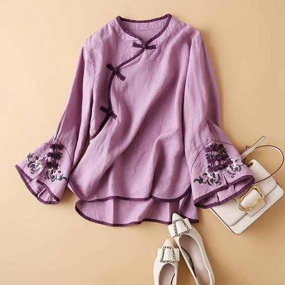 Adeawade Womens Tshirts Long Sleeve Crewneck Blouse Solid Color Basic ...