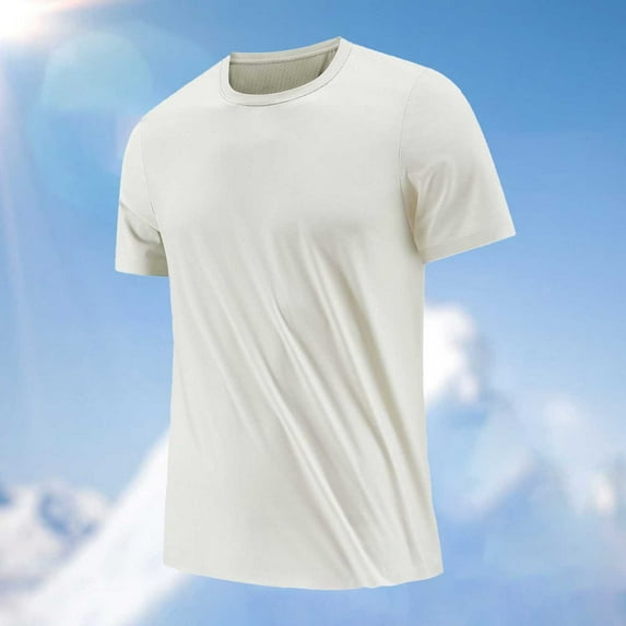 Adeawade Workout Shirts For Men Short Sleeve Summer Solid Color Ice ...