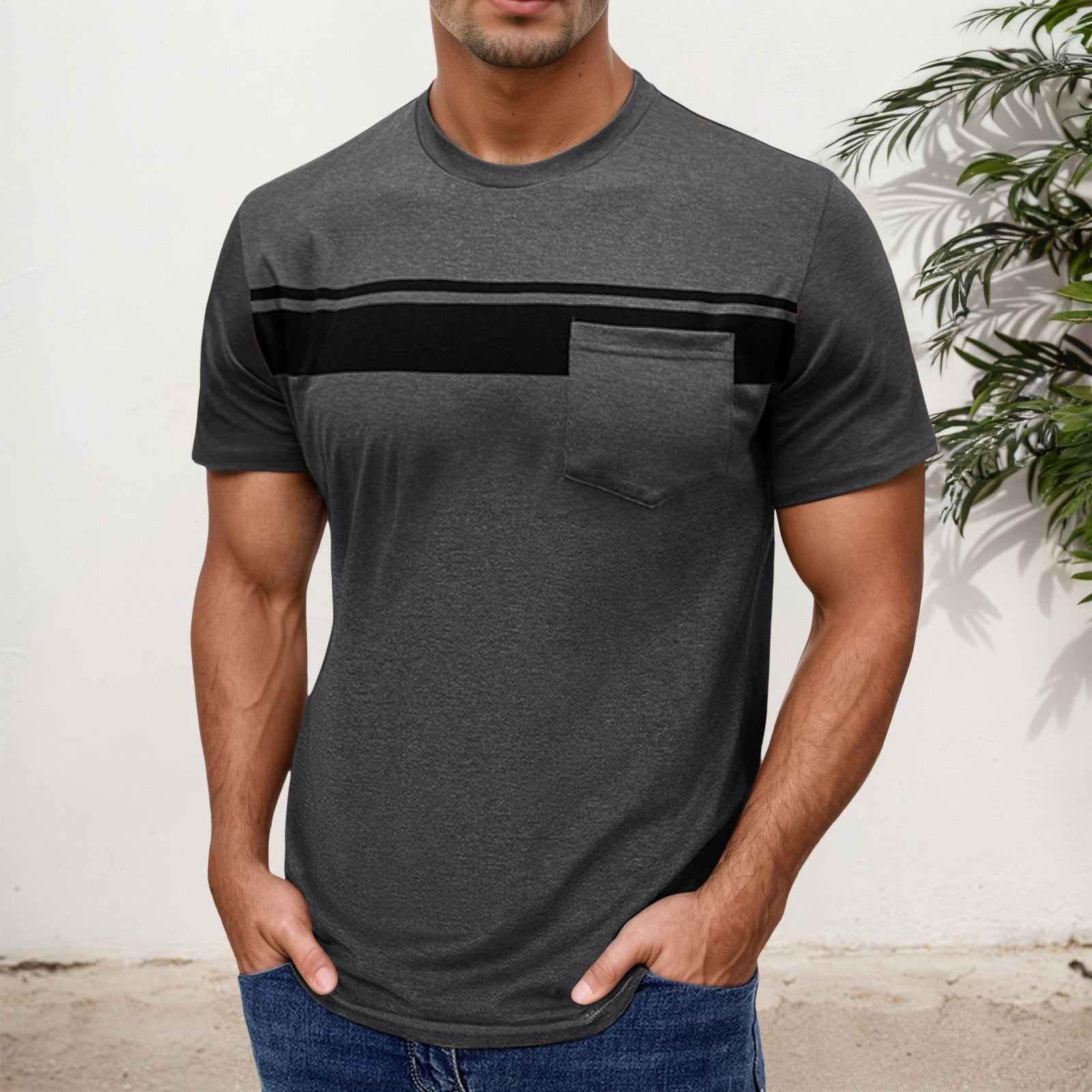 Adeawade Workout Shirts For Men Short Sleeved Round Neck T Shirt ...