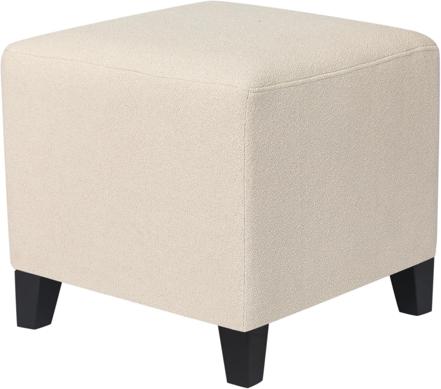 Adeco 16.3" Cotton Linen Cube Ottoman Footstool, Square Footrest Stools ...