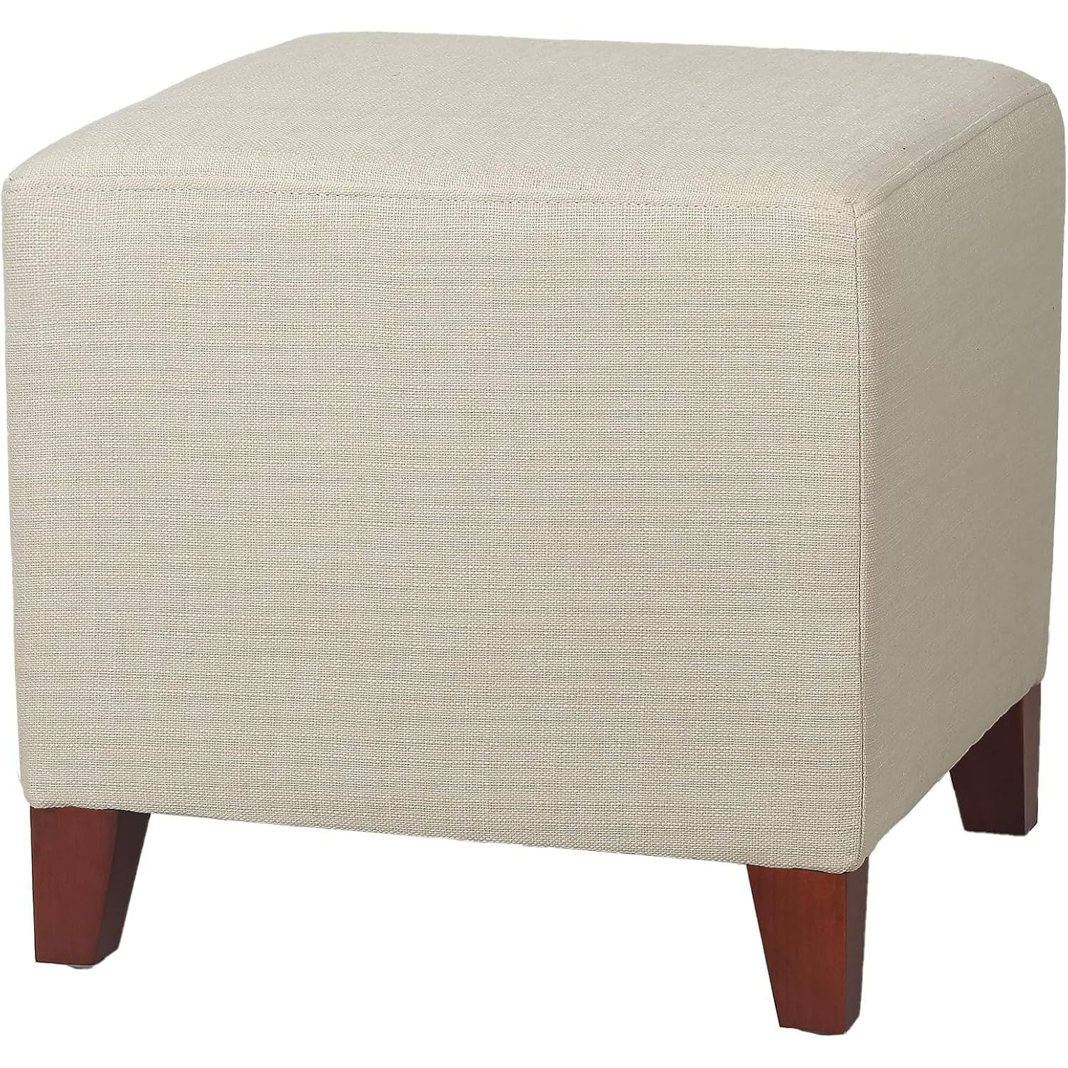 Adeco 16.5" Linen Cube Ottoman Footstool, Square Footrest Stools Coffee ...