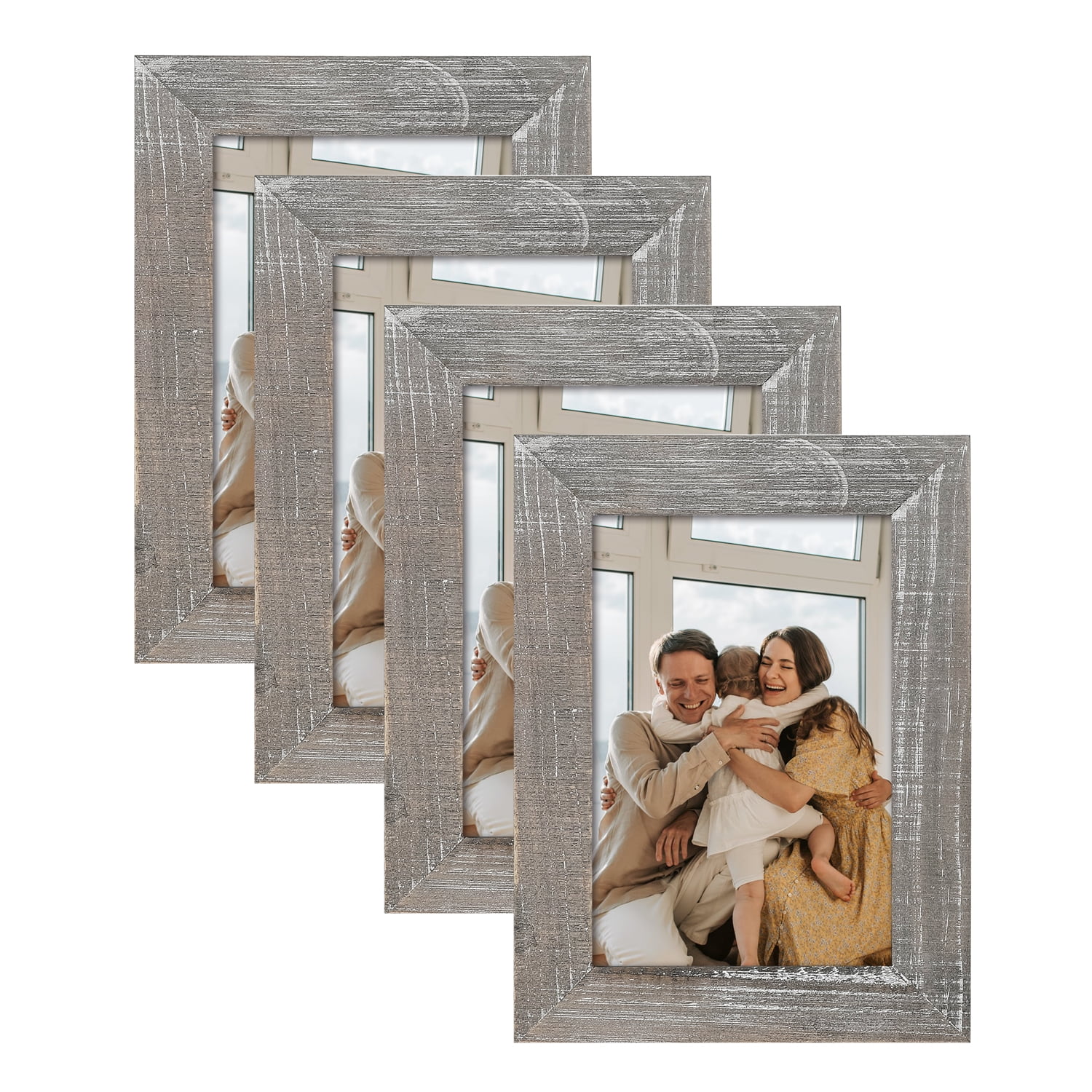 Adeco Decorative Distressed Wood Picture Frame Set Set of 4-Brown&Grey ...
