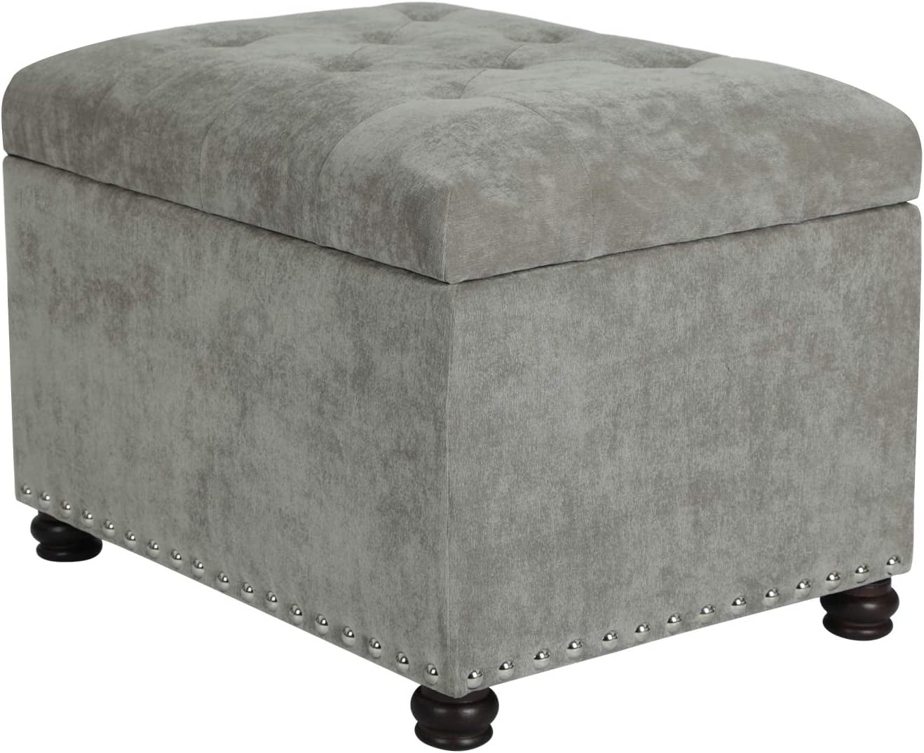 Adeco High End Classy Tufted Accents Rectangular Footstool, Light ...