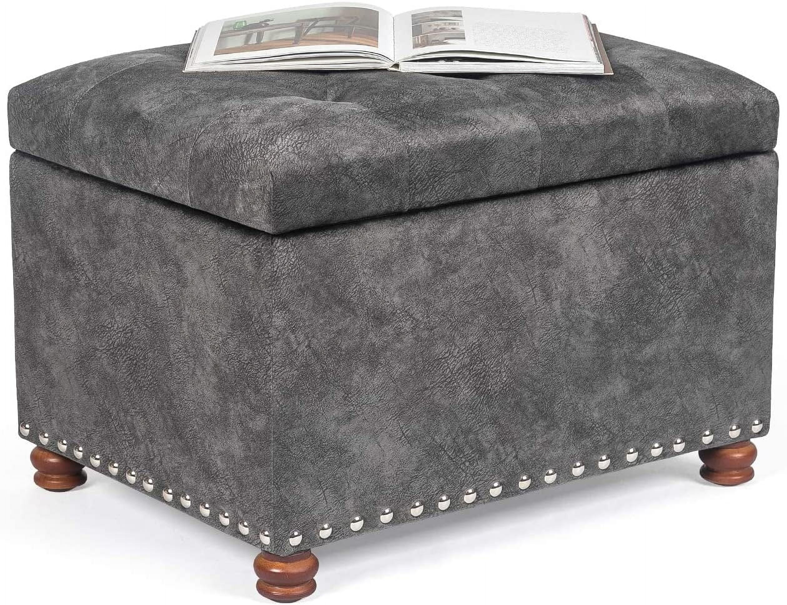 Adeco High End Classy Tufted Accents Rectangular Storage Bench Ottoman ...