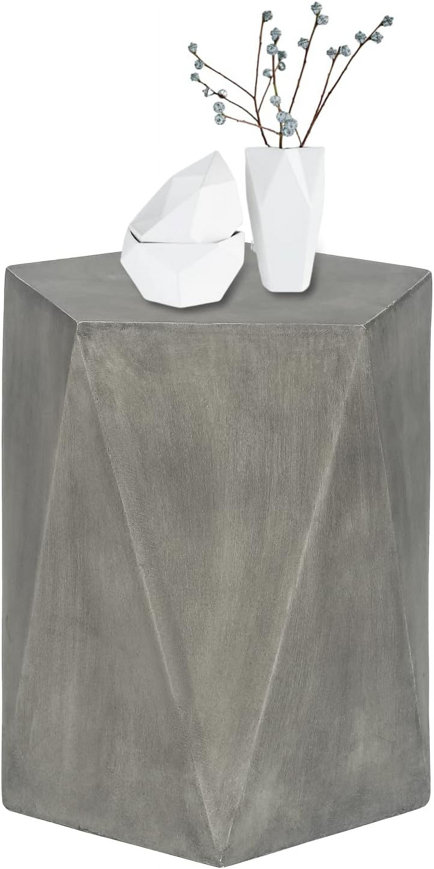 Adeco Modern 18" H Concrete Side Table Indoor Outdoor Accent End Table ...