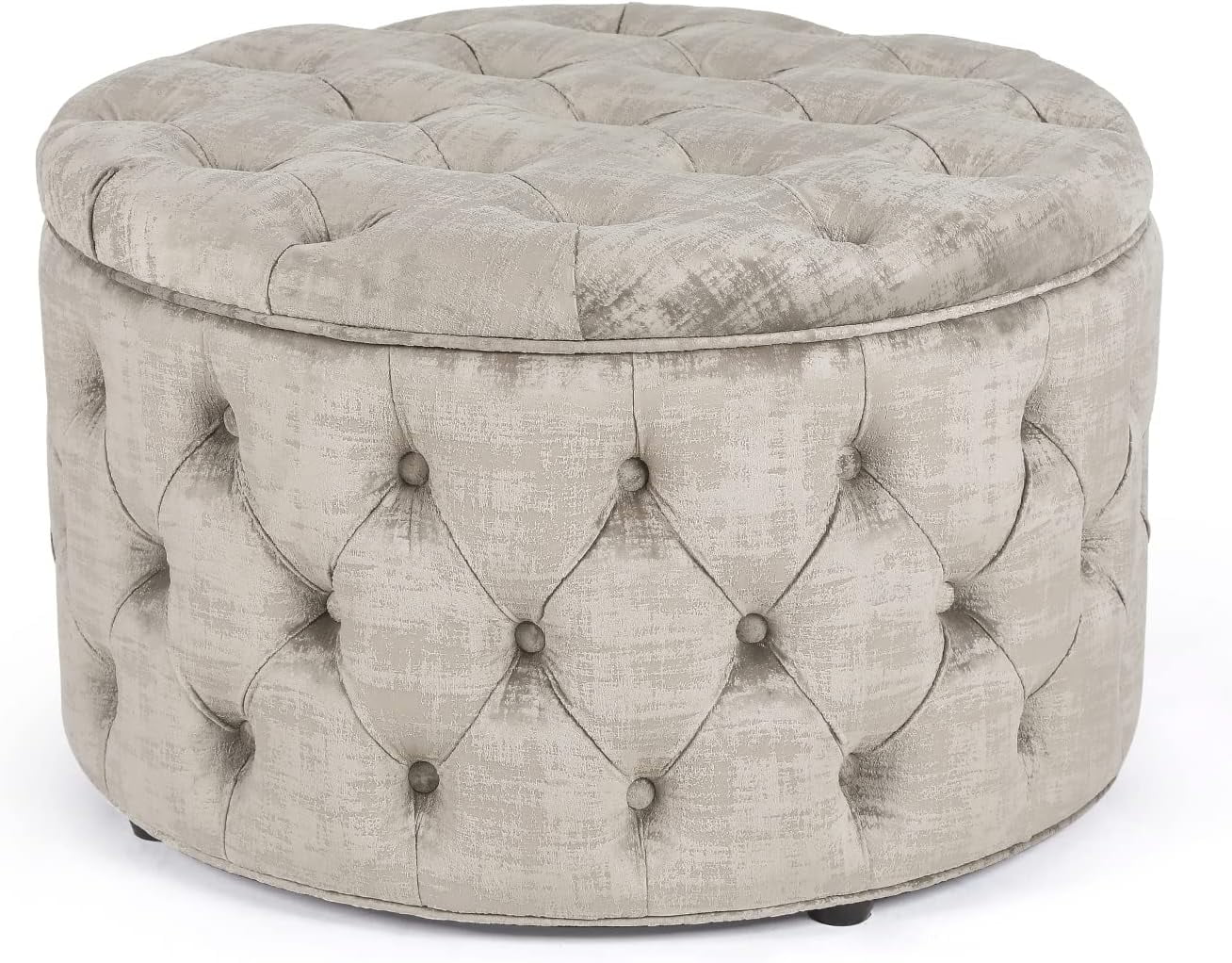 Adeco Modern 28 Inch Round Storage Ottomans Chair, Button Tufted ...