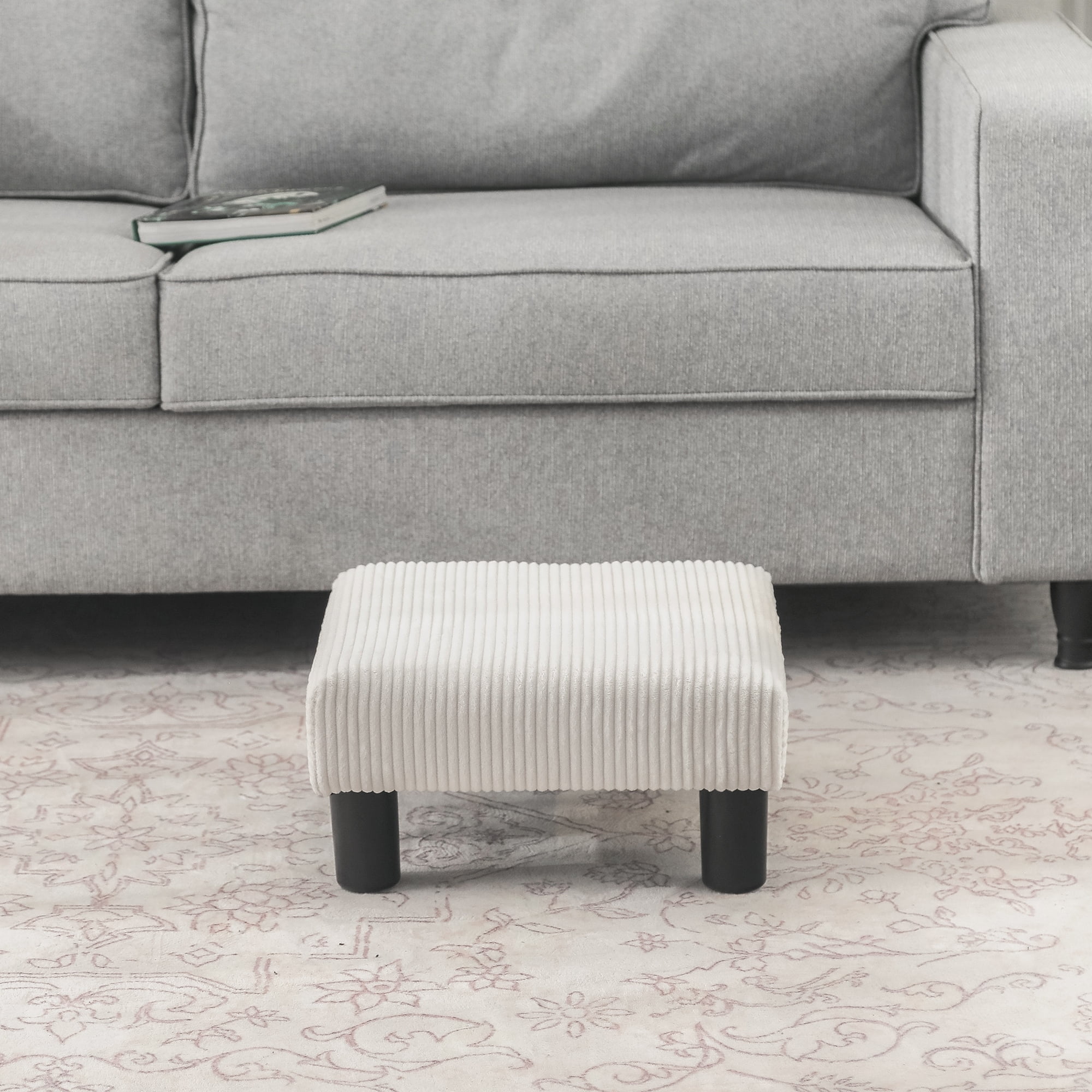 Adeco Ottoman Upholstered Fabric Footrest Pet Steps Dog Stair Stool ...