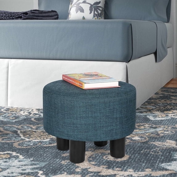 Homebeez Round Ottoman Footstool, Small Upholstered Sofa Stool, Padded ...