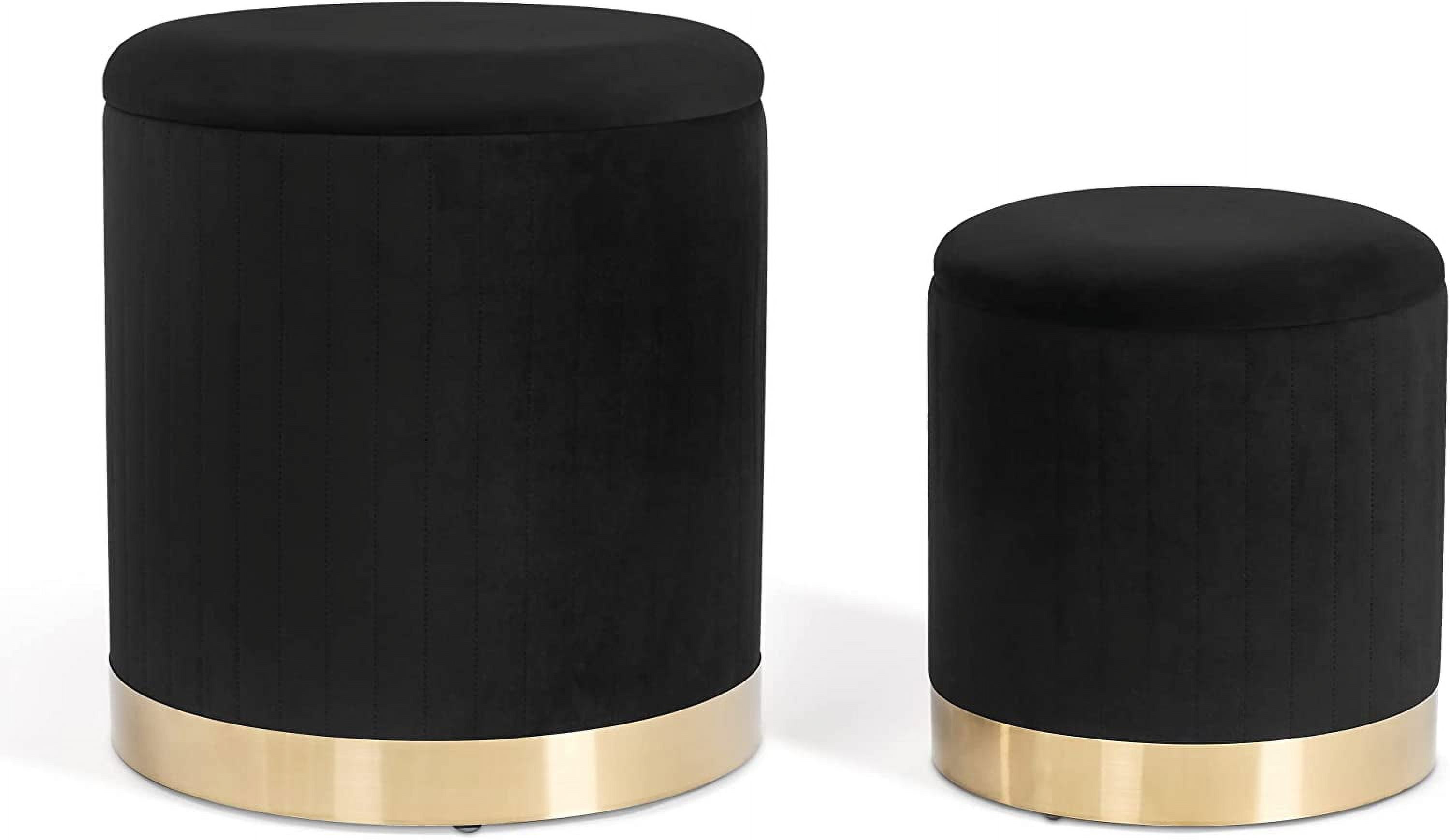 Adeco Round Velvet Storage Ottoman,Vanity Stool Chair,Upholstered Foot ...