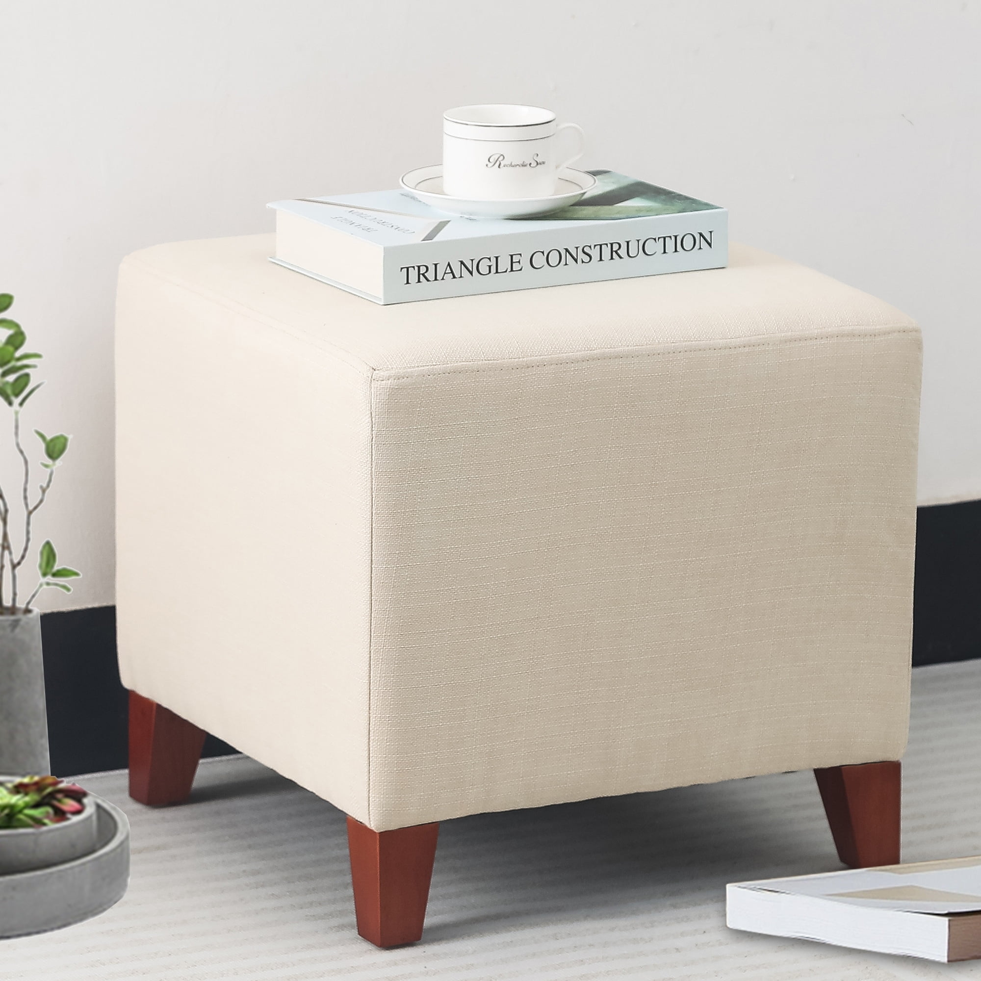 Adeco Simple British Style Passionate Cube Ottoman Footstool Beige ...