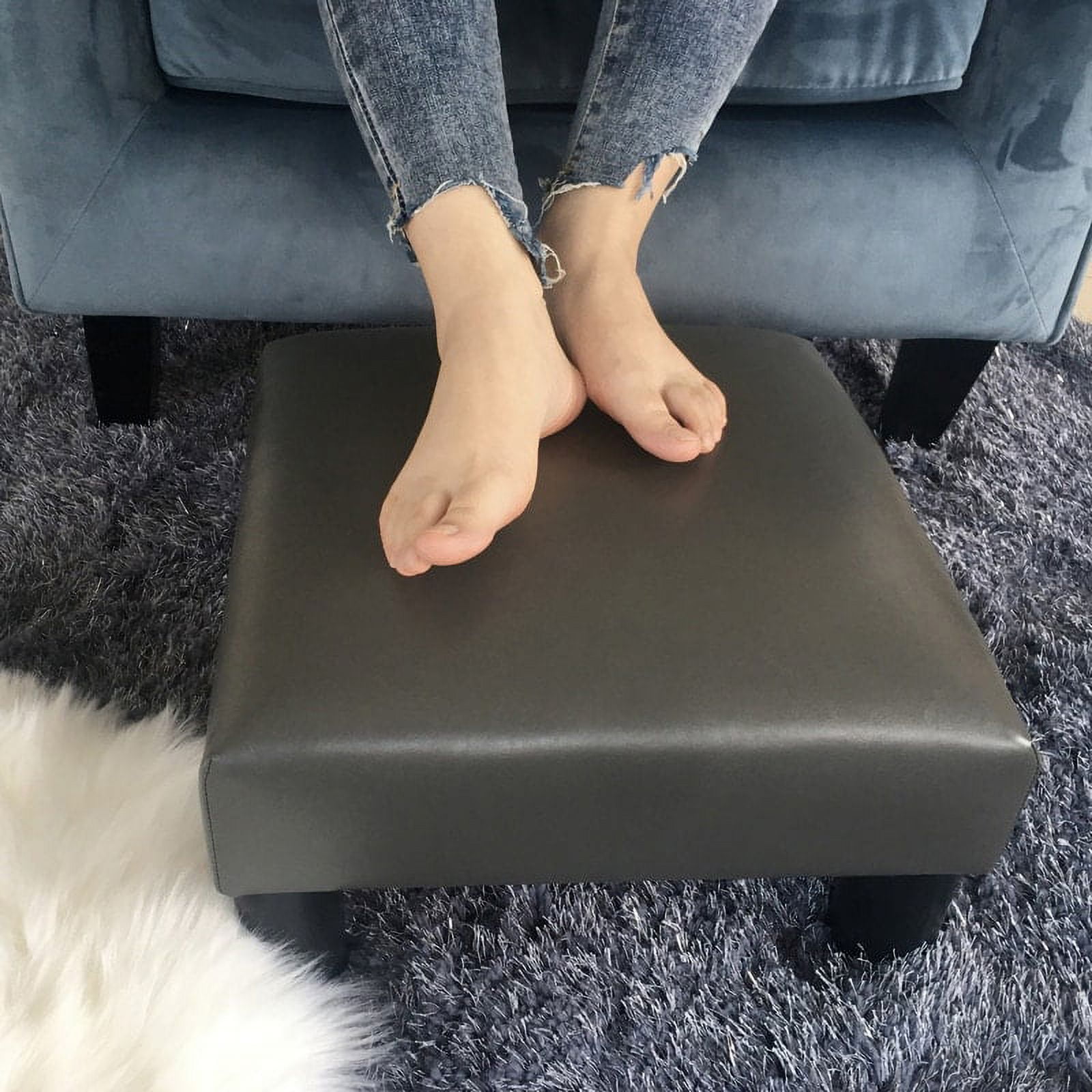 Adeco Small Ottoman Upholstered Footrest Pet Steps Dog Stairs Stool ...