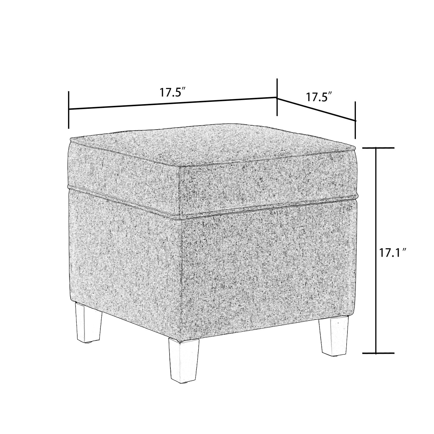 Adeco Trading Square Storage Ottoman, Dark Grey Fabric, 17.5x17.5x17.1 ...