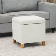 HomePop Medium Storage Ottoman with Hinged Lid, Brown Jacobean Print ...