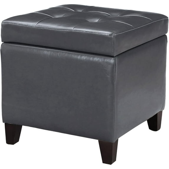 Adeco Storage Ottoman Foot Rest Stool, Leather Ottoman Footstool with ...
