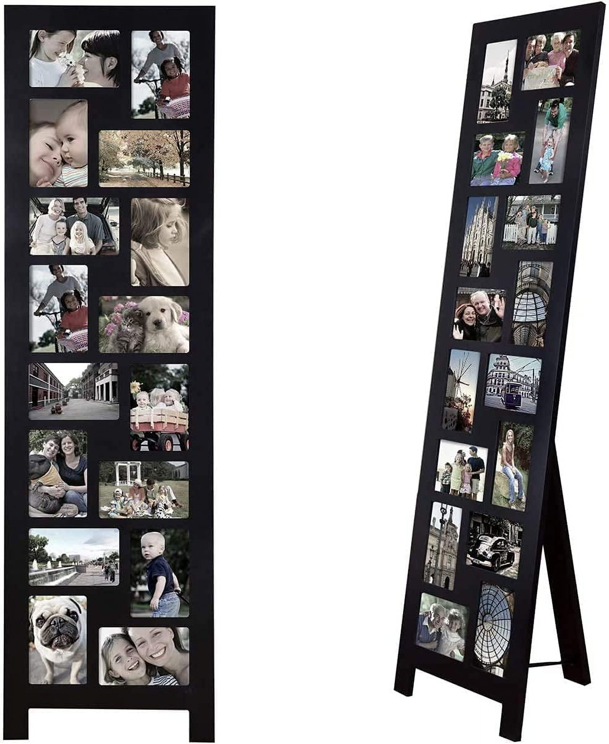 Adeco Wood Screen Style Collage Picture Photo Frame, 16 Opening ...
