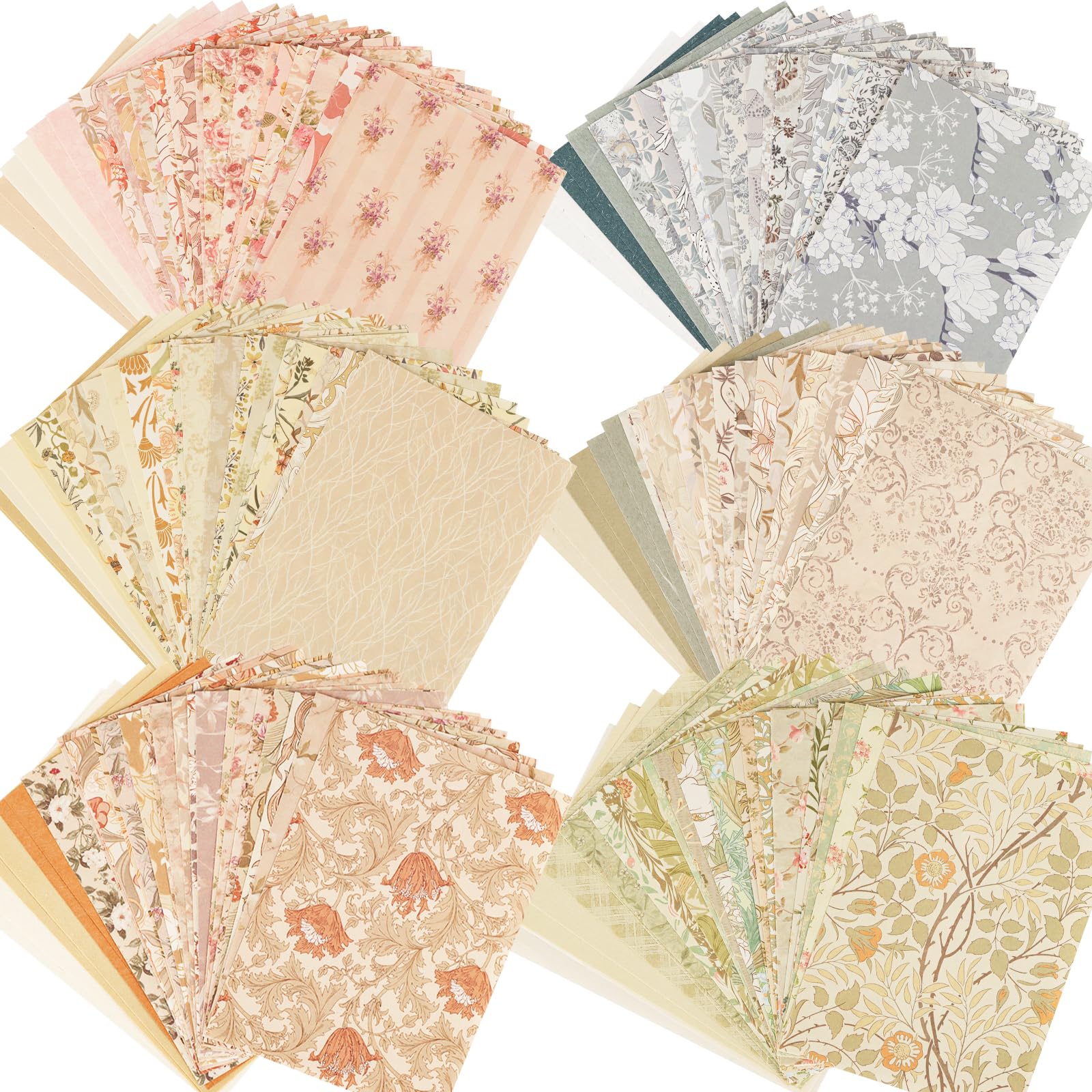Adecortalk 222 Pcs Vintage SSF20 Floral Scrapbook Paper Set of 6 Packs ...