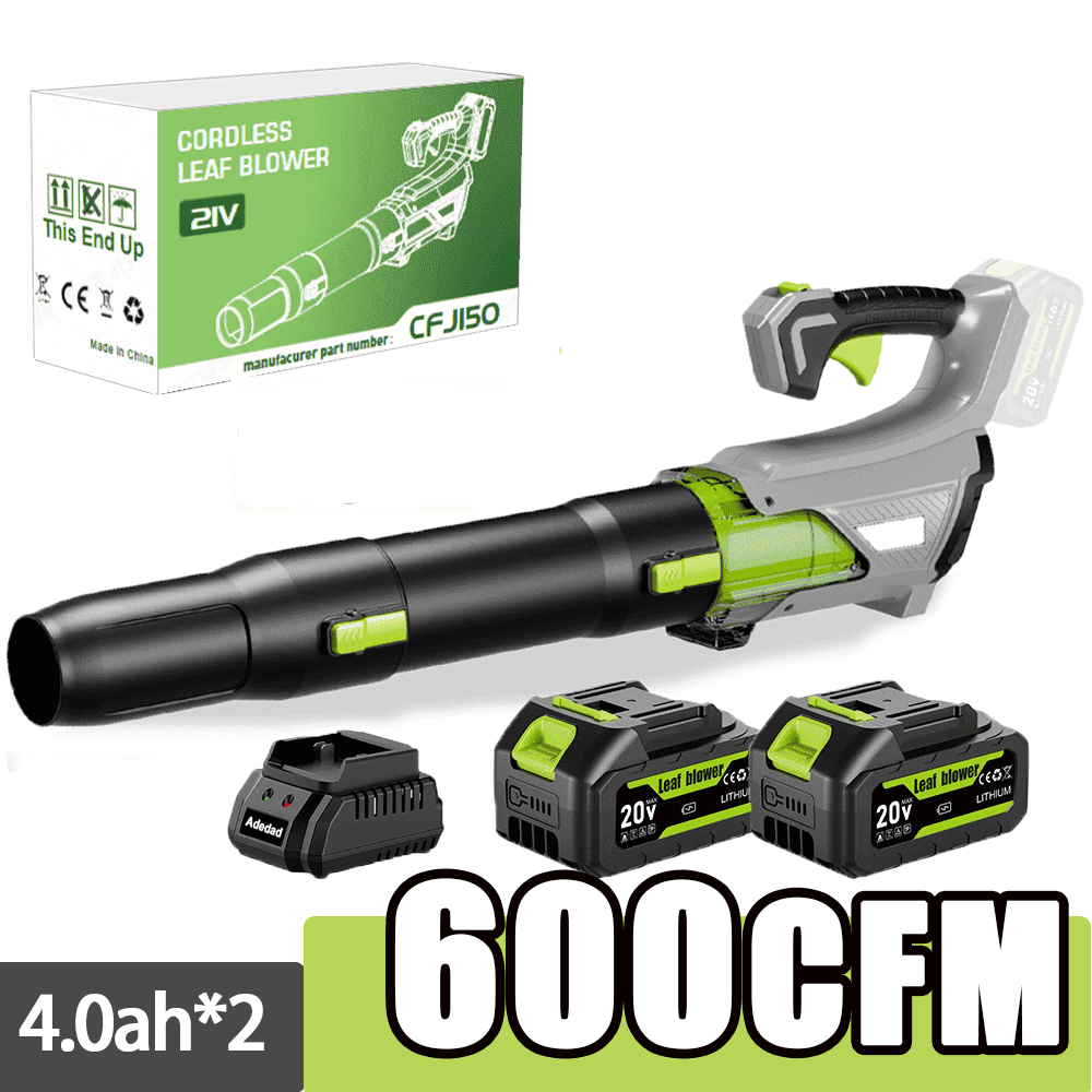 Cordless Leaf Blower 600MPH Electric Blower with 2x4.0AH Battery and ...