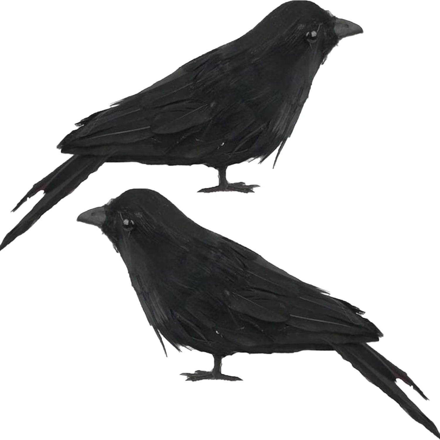Adeeing Halloween Realistic Crows 12in Large Black Feather Crows Prop ...