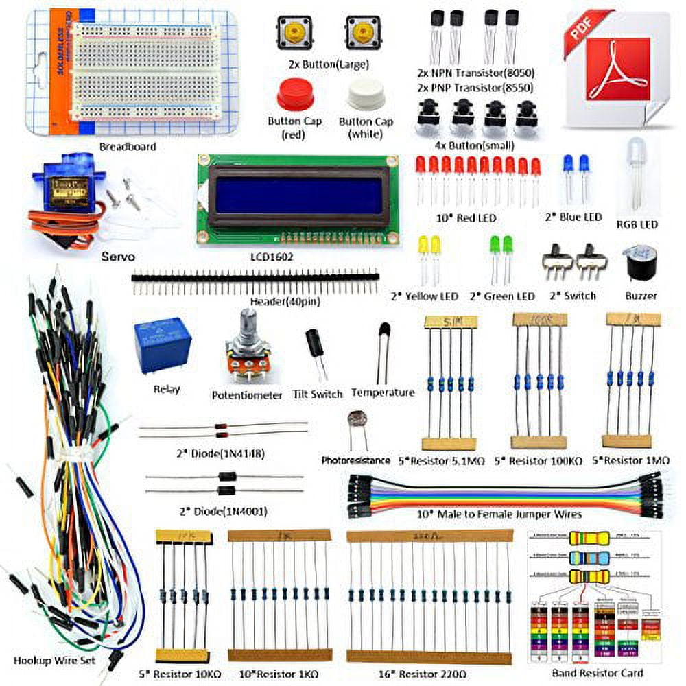 Adeept Adeept Project 1602 Lcd Starter Kit Compatible With Arduino Uno R3 Mega2560 Nano Servo ...