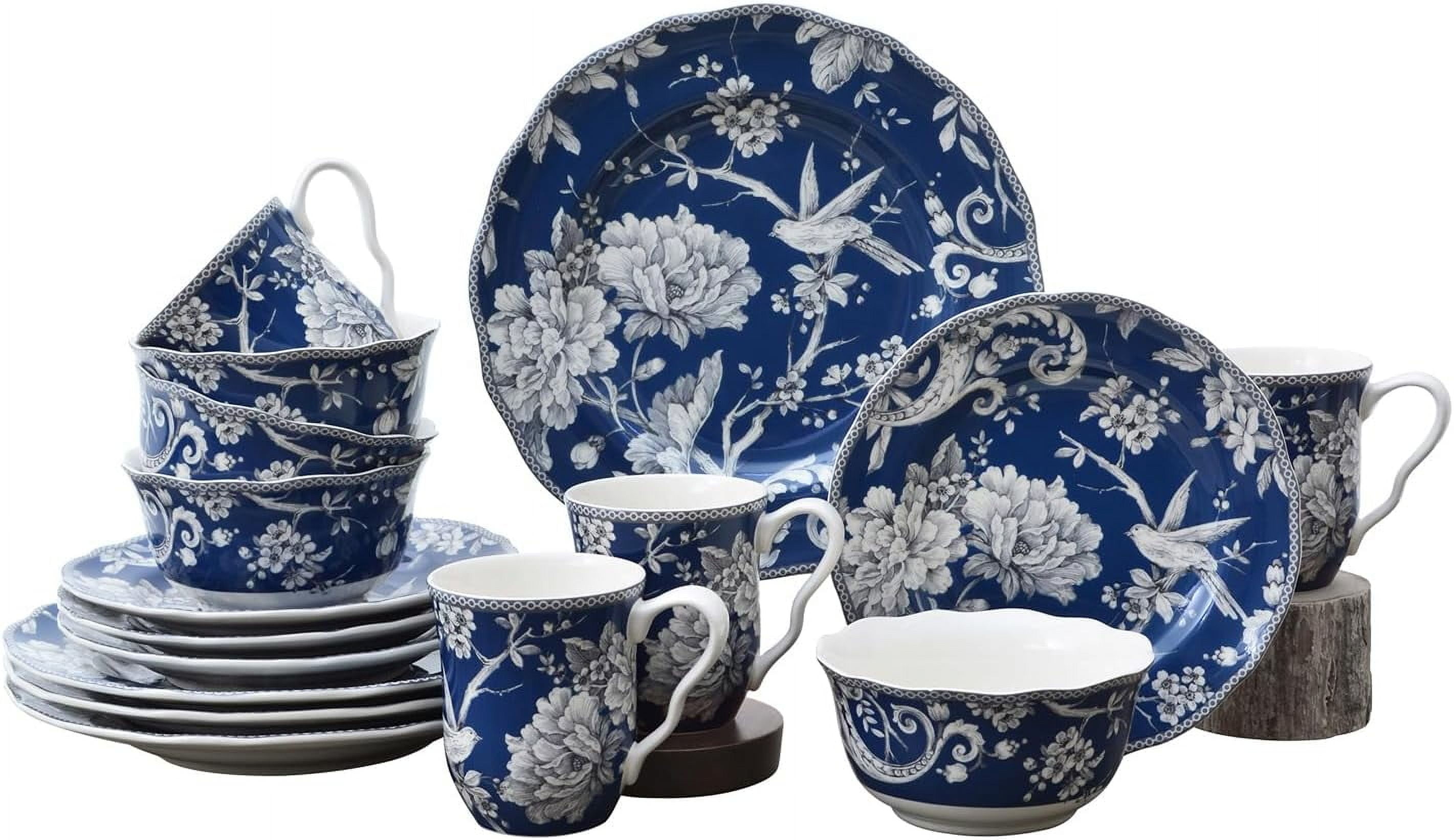 Adelaide 16-Piece Dark Blue Porcelain Dinnerware Set – Service for 4 ...