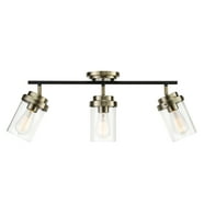Globe Electric 3-Light Dark Bronze Track Light Kit with Antique Brass ...