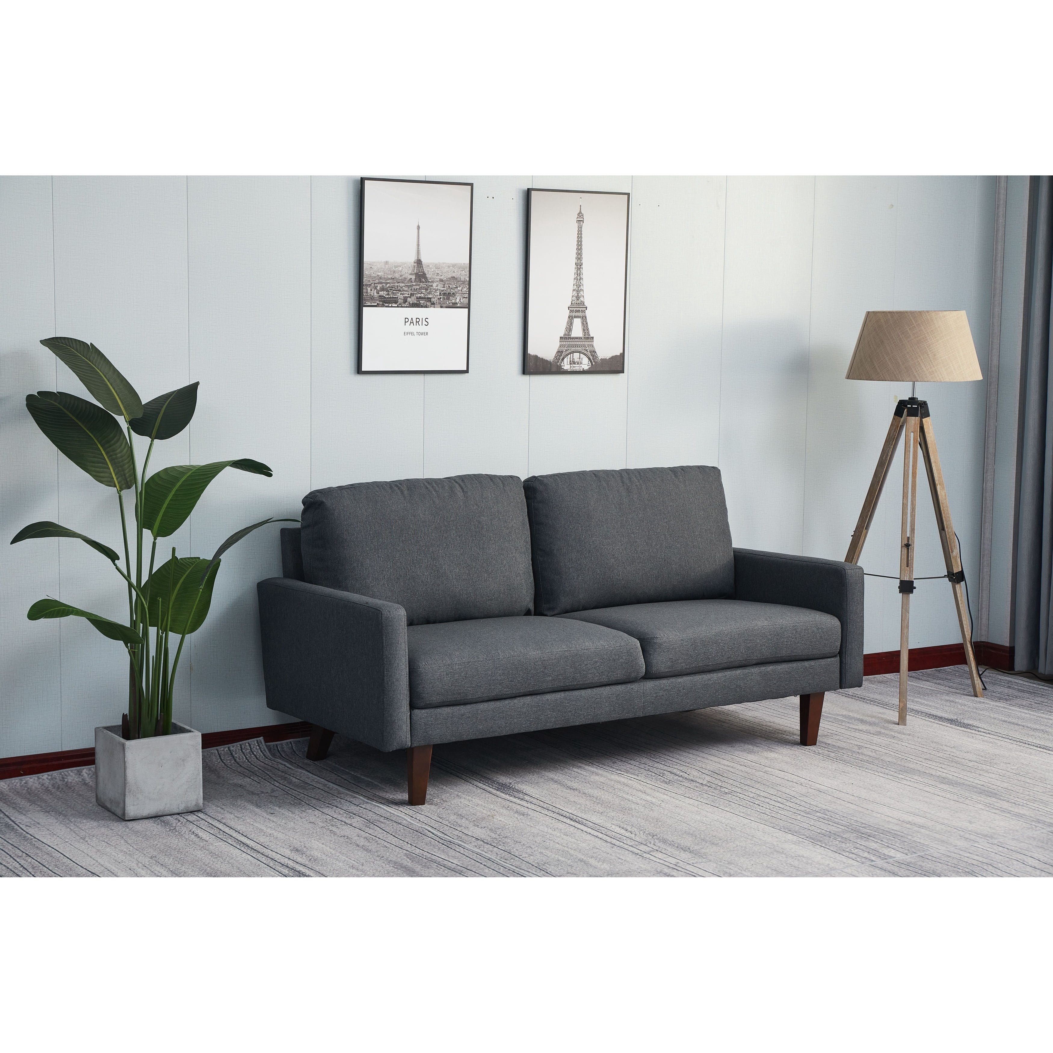 Adelaide 70'' Linen Square Arm Sofa Dark Grey - Walmart.com