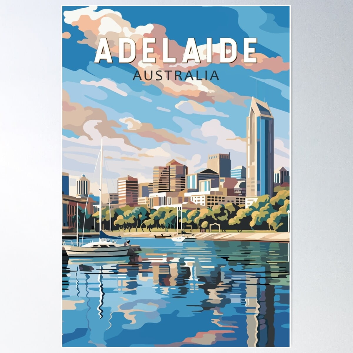 Adelaide Australia Travel Art Vintage Poster Wall Art, Modern Wall ...