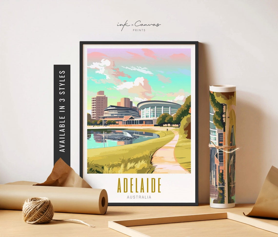 Adelaide Travel Poster Adelaide Australia Poster Adelaide Wall Art ...