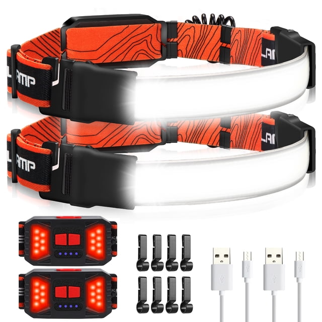 Adelante LED Headlamp for Runners, 2pack 1000LM 230° Wide-Beam USB ...