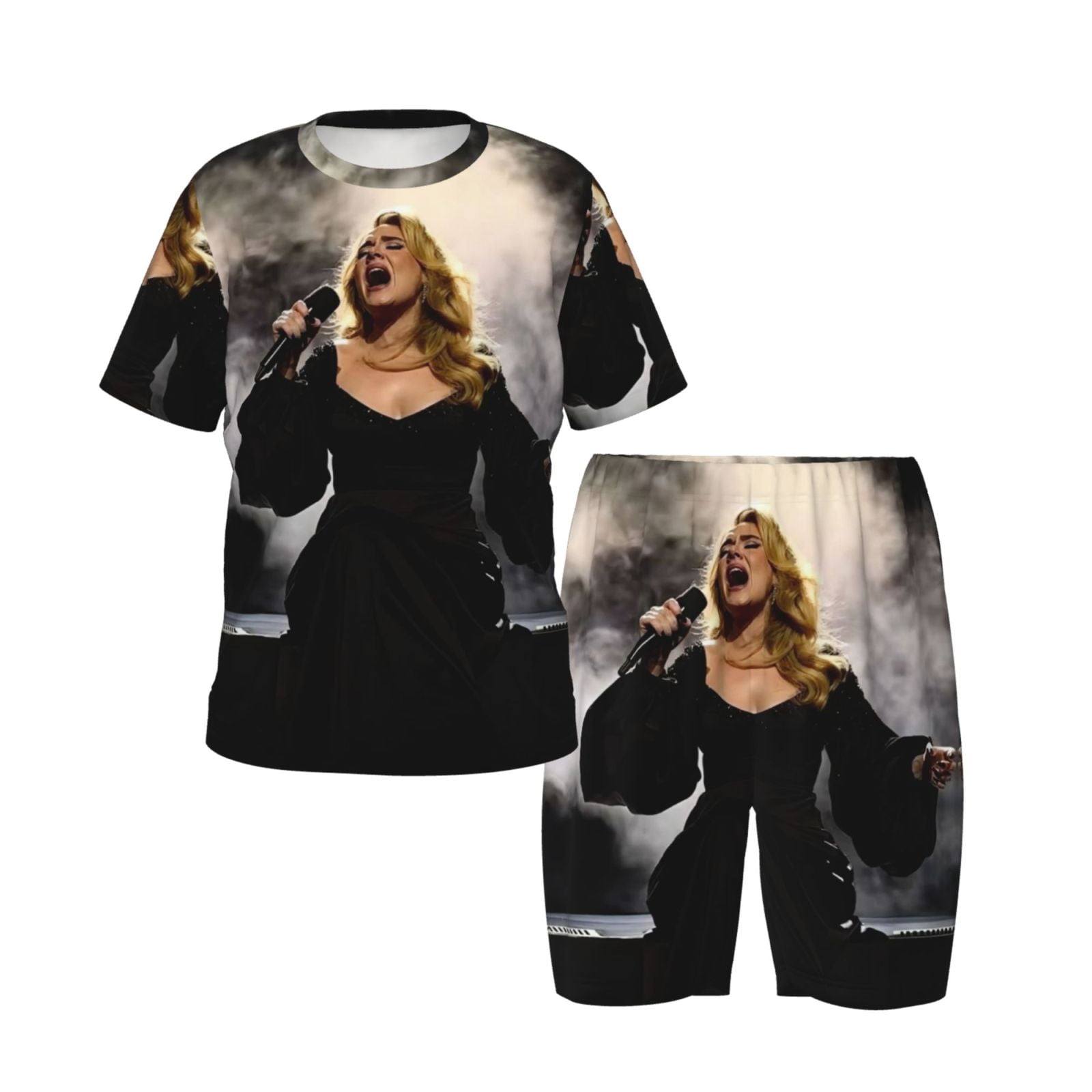 Adele Adkins Pajama Set Short Sleeve Crew Neck Soft Cotton-imitation ...