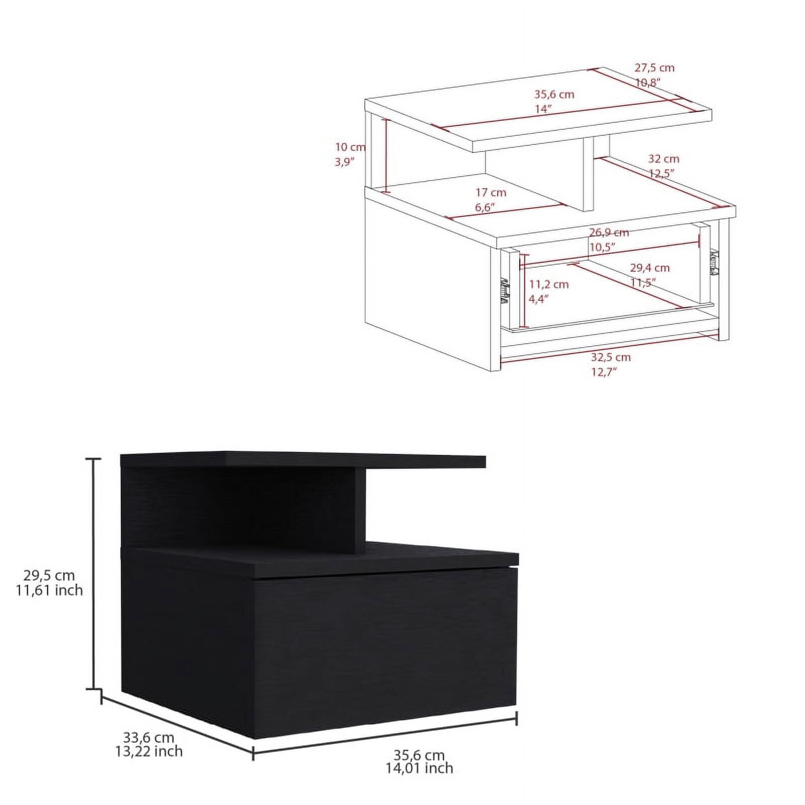 Adele Floating Nightstand , End Table, Side Table Drawer, Open Top ...