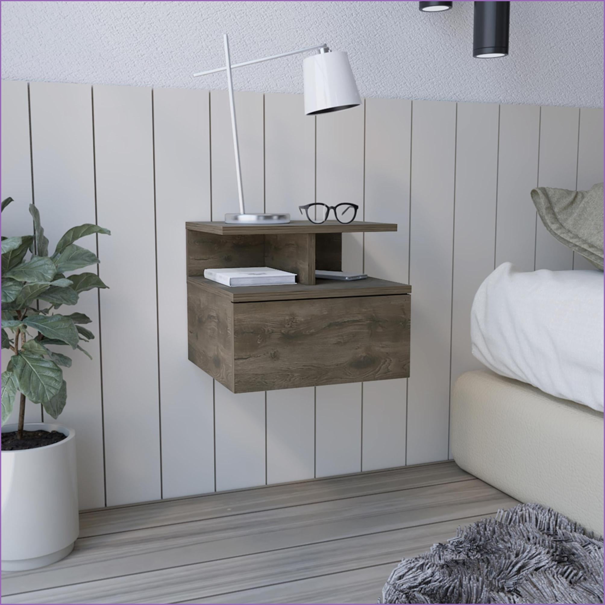 Adele Floating Nightstand with Drawer & Open Shelves, Easy Assembly ...