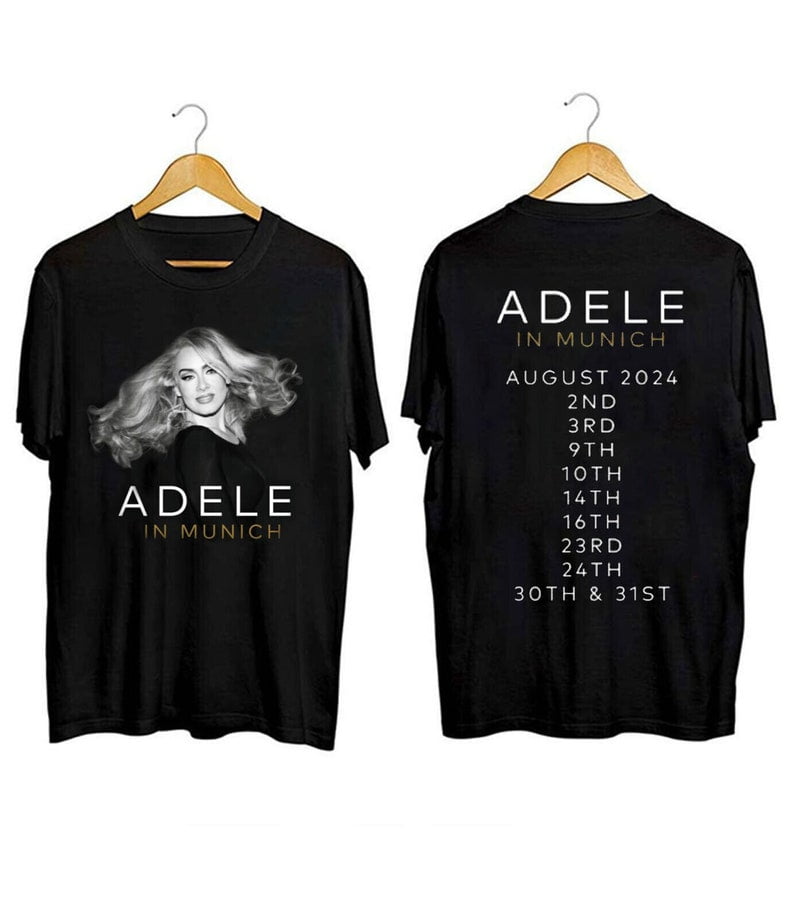 Adele In Munich August 2024 Music Tour Black T-Shirt Gift Fans, Adele In Munich Tour 2024 Shirt ...