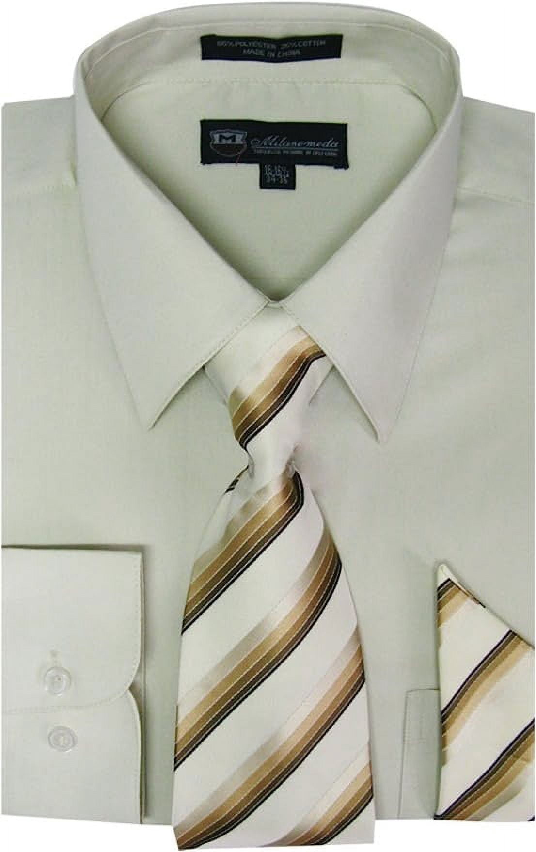 Adele Ross Men's Long Sleeve Dress Shirt With Matching Tie And Handkie ...