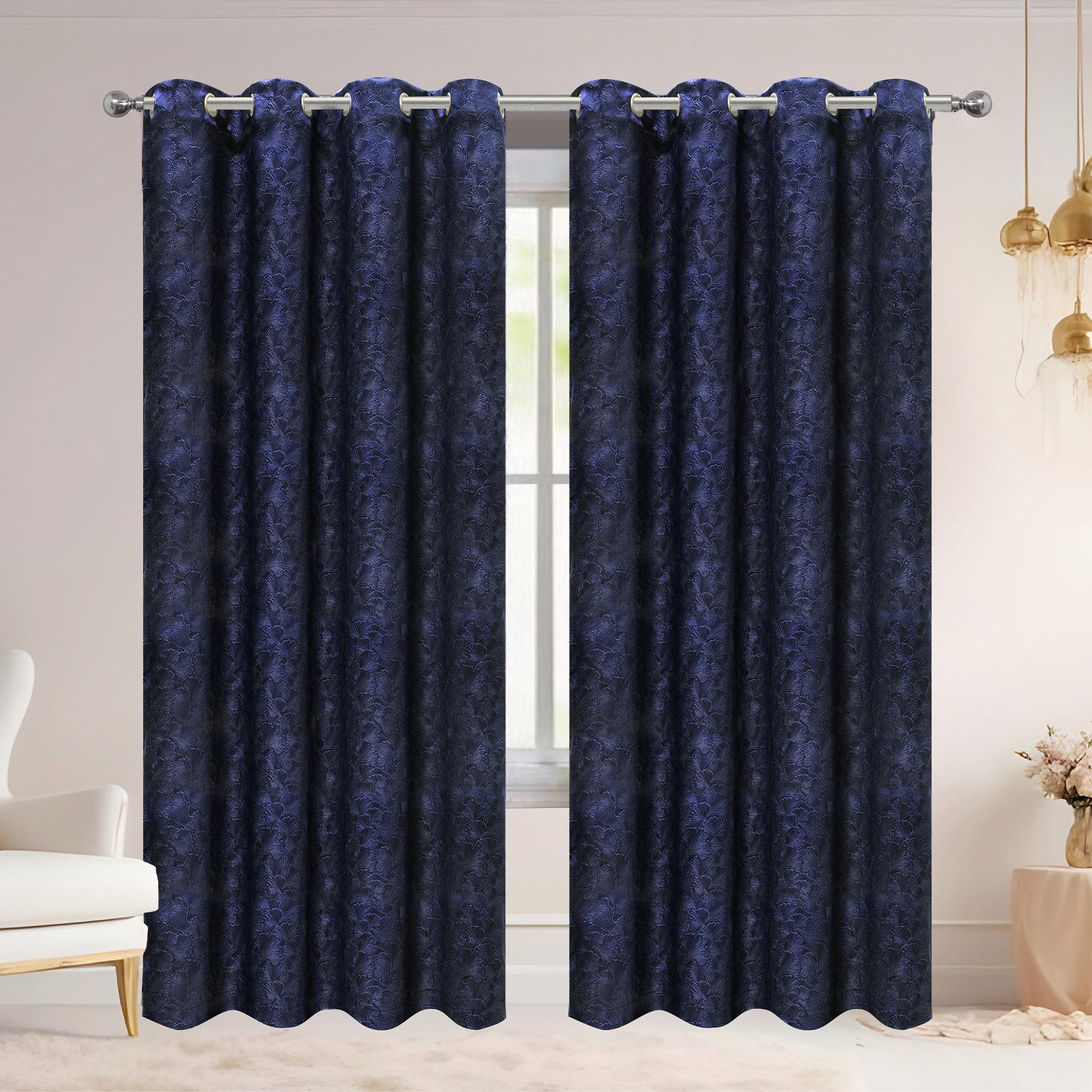 Adelia Ginkgo Biloba Leaf Room Darkening Grommet Window Curtain Panel ...