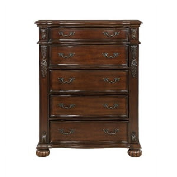 Homelegance Adelina Collection Cherry Chest with 5 Drawers and Antique ...