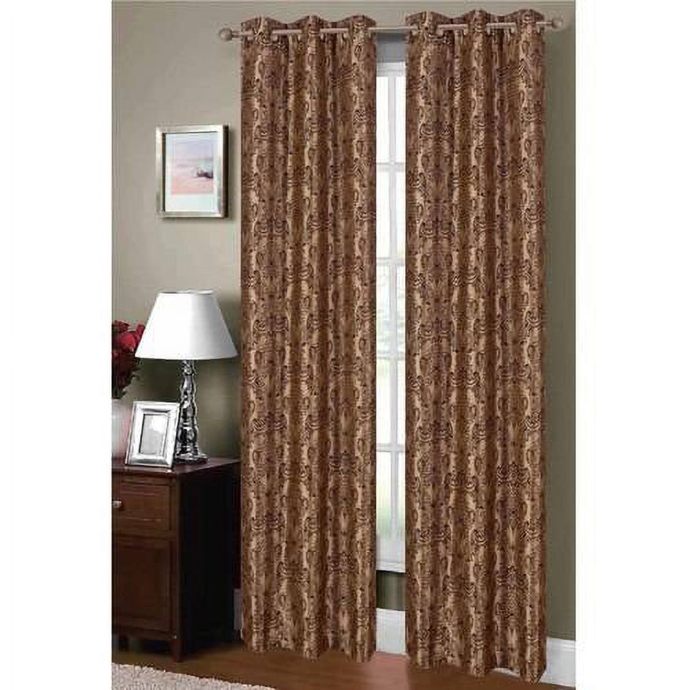 Adelle Flocked Faux Silk Grommet Curtain Panel - 76 Width - Walmart.com