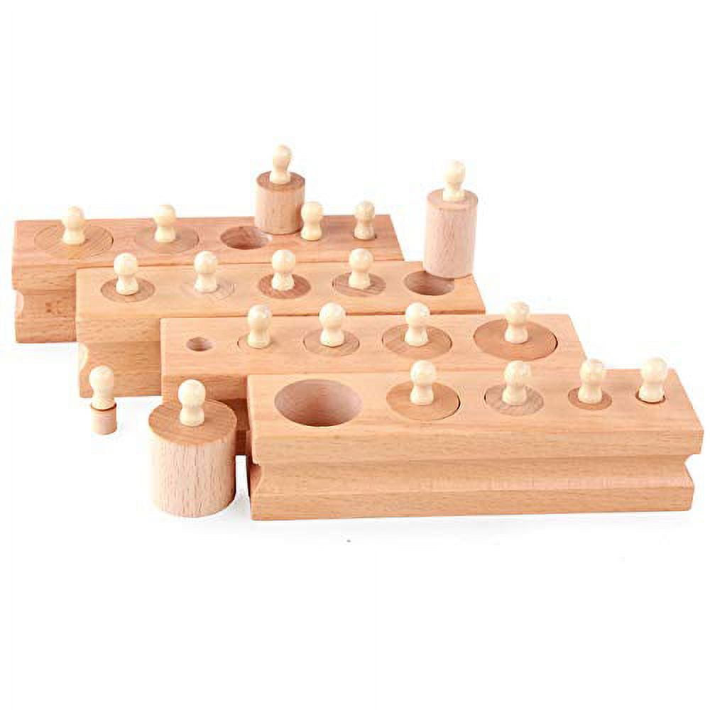 Adena Montessori Wooden Small SSF20 Cylinders Block,Knobbed Cylinder ...
