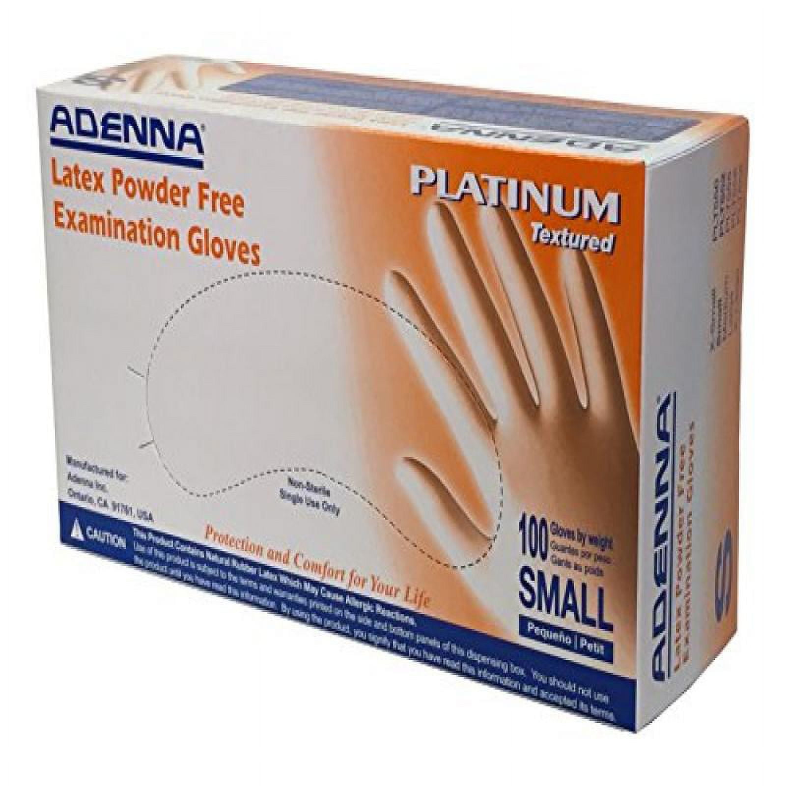 Adenna Platinum 5.5 mil Latex Powder Free Exam Gloves White Small Box of 100 Walmart
