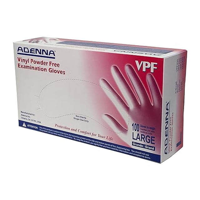 Adenna VPF236 VPF 3.5 mil Vinyl Powder Free Exam Gloves (Translucent ...
