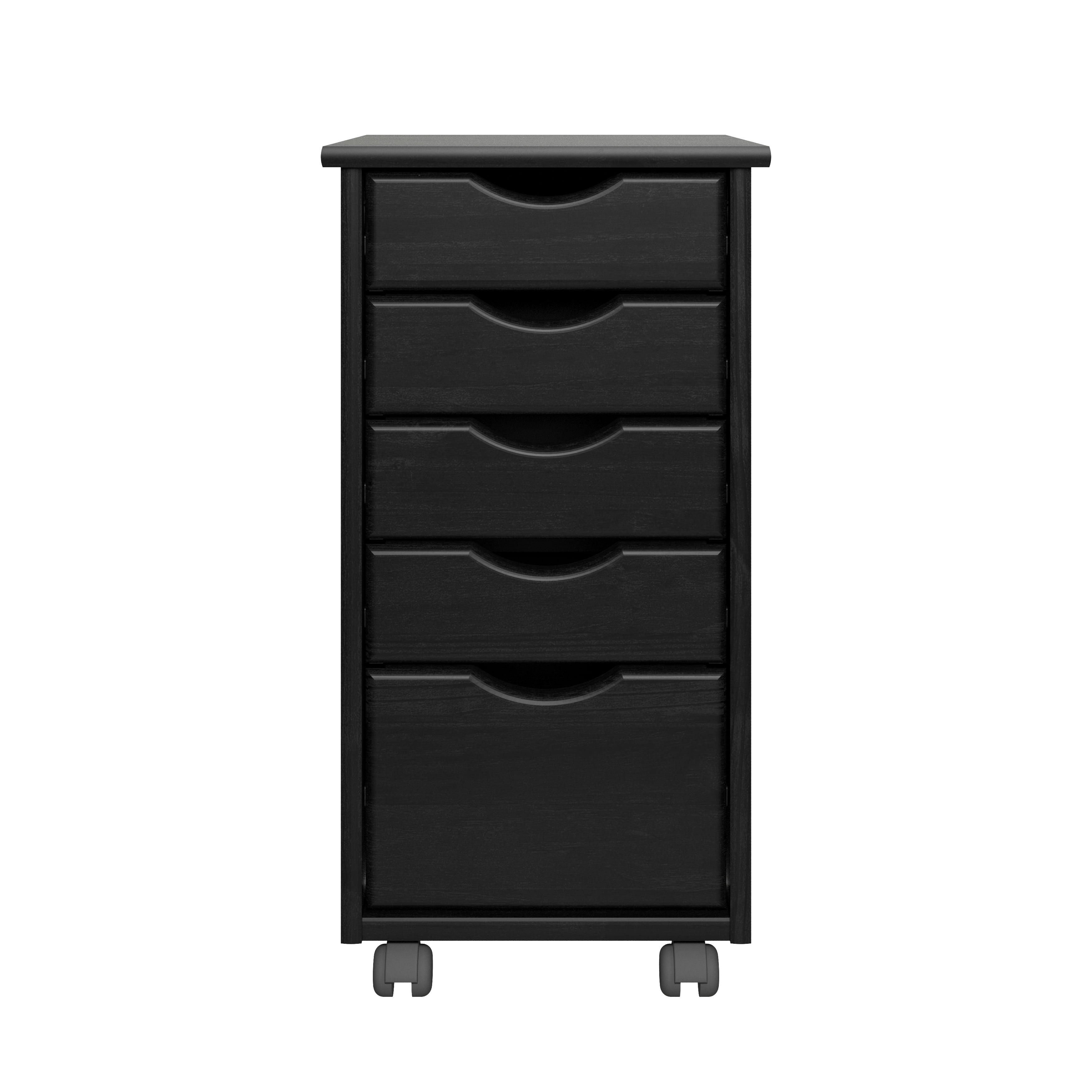 Jela Original Solid Wood 4+1 Drawer Narrow Roll Cart in Black - Walmart.com