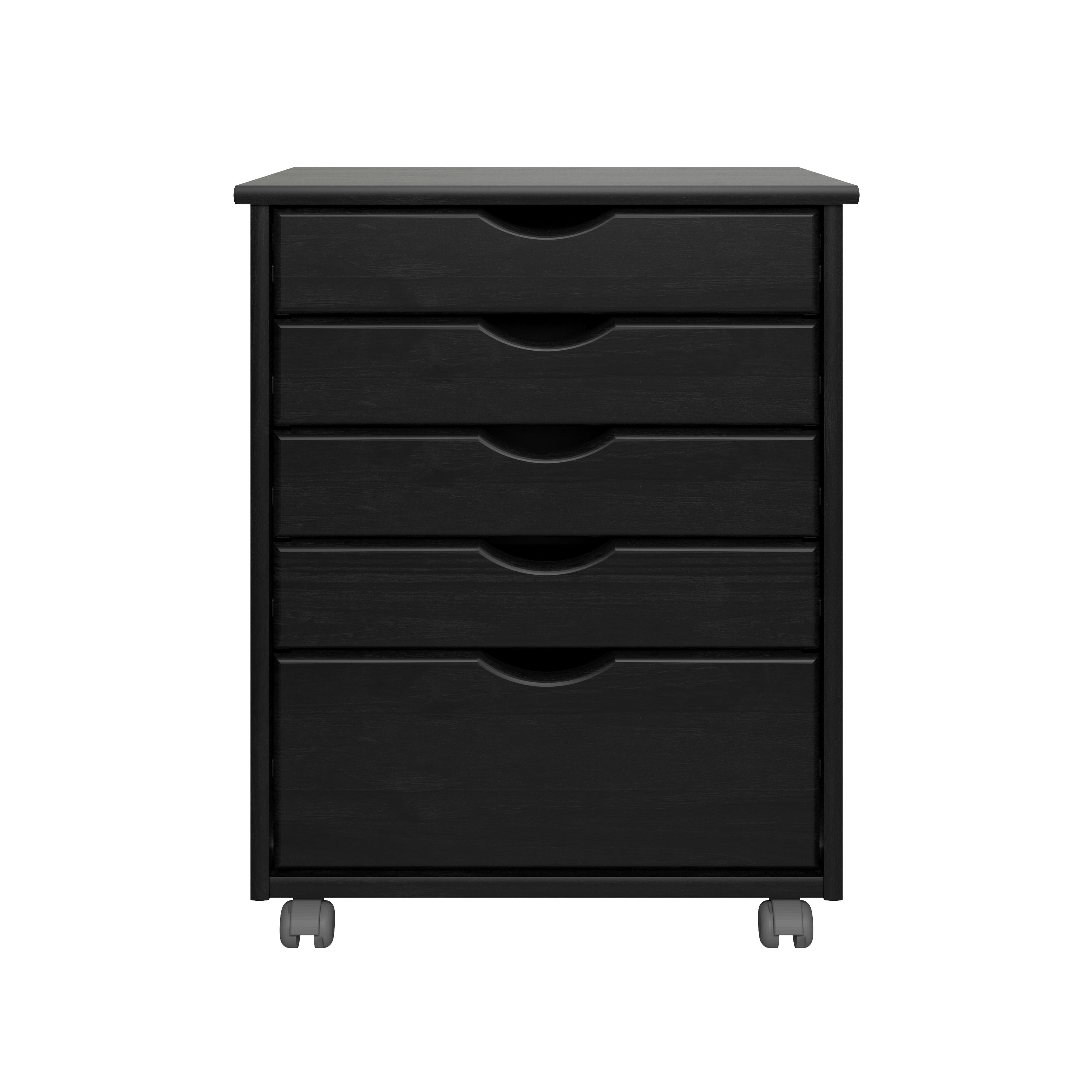 Jela Original Solid Wood 4+1 Drawer Wide Roll Cart in Black - Walmart.com